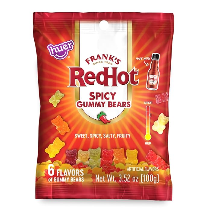 Huer Franks Red Hot Original Spicy Gummy Bears 100g 15ct – candynow.ca